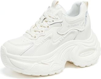 Generic Chaussures &Agrave; Plateforme Compens&eacute;e pour Femmes, Augmentant La Taille, Respirantes, D&eacute;contract&eacute;es, Baskets Invisibles pour La Marche,Blanc,38 EU