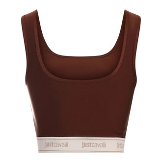 Just Cavalli Femme, Tops, Brun, Taille: 34 FR Logo-waist Crop Top