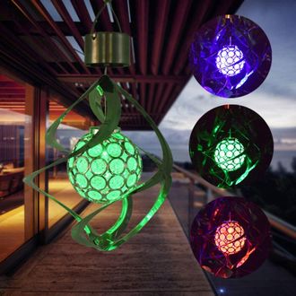 OSALADI 2 St&uuml;cke Solar Windspiel LED Farbwechsel H&auml;ngende Licht Dekorative Solarbetriebene LED Wind Spinner Licht f&uuml;r Outdoor Garten Hof Rasen Balkon (Silber)