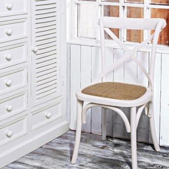 BIZZOTTO Bizzotto - Chaise bistrot 50,5x52x87 cm en bois blanc et rotin naturel - knei