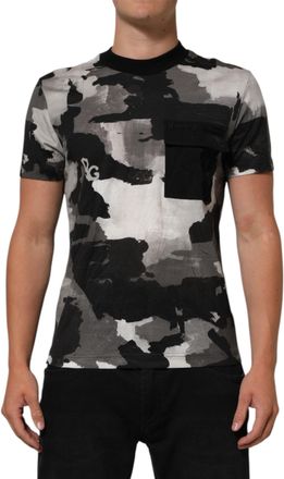 Dolce & Gabbana Mehrfarbiges Camouflage-Herren T-Shirt mit kurzen &Auml;rmeln