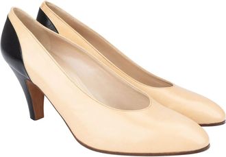 Chanel Hohe Schuhe - Chanel Bicolor Leather Heels (36 / 36,5) - Gr. ONE_SIZE - in Beige - f&uuml;r Damen
