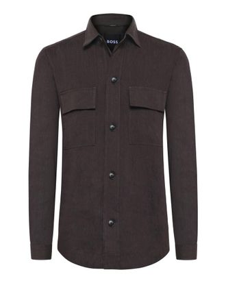 HUGO BOSS Glattes Overshirt aus einem Leinen-Mix in