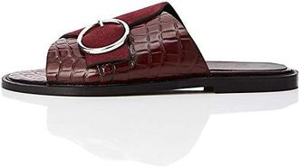 Find. Buckle Leather Crocodile Sandales Bout Ouvert, Rouge Burgundy Croc Mix), 36 EU