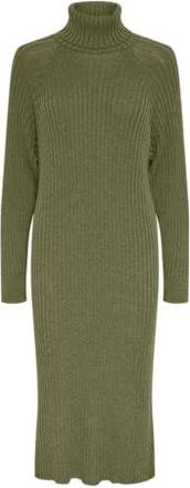 Vero Moda Yasmavi Knit Rollneck Dress Mavi Noos Robe midi &agrave; col roul&eacute; en Tricot, Vert Olive, L Femme