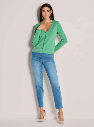 Madeleine Strickjacke Langarm Jacke im Feinstrick mit V-Ausschnitt Elegante, d&uuml;nne Jacke mit Knopfverschluss, aus Modal