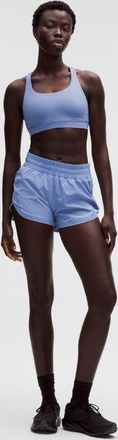 lululemon Short Track That taille haute doubl&eacute; pour Femmes - 8 cm - Bleu - Taille 10