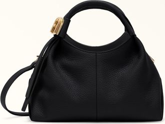 Furla Planeta Schultertasche S Nero Schwarz Genarbtes Keria Kalbsleder Damen