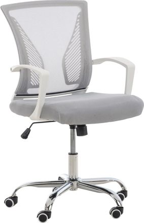 Clp H&ouml;henverstellbarer B&uuml;rostuhl Tracy I Ergonomischer Schreibtischstuhl Mit Netzbezug Und Armlehnen und Polsterung, Farbe:hellgrau, Gestell Farbe:Chrom