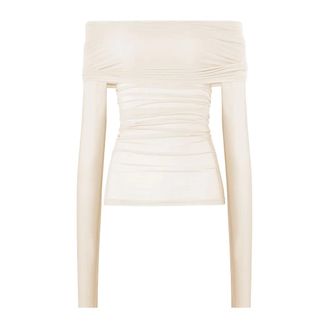 Wolford Haut &agrave; Manches Longues Voile Drap&eacute;e - Femme - Tops - Beige - Taille: 40 FR
