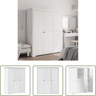 vidaXL Massivholz - Kleiderschrank BODO Wei&szlig; 146x53,5x173 cm Massivholz Kiefer
