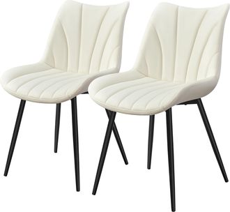 Yaheetech Esszimmerst&uuml;hle 2er Set,Polsterst&uuml;hle Esszimmer mit R&uuml;ckenlehne,f&uuml;r Wohnzimmer K&uuml;che Esszimmer,Sitzfl&auml;che aus Samt,mit Metallbeinen,bis 150 kg belastb