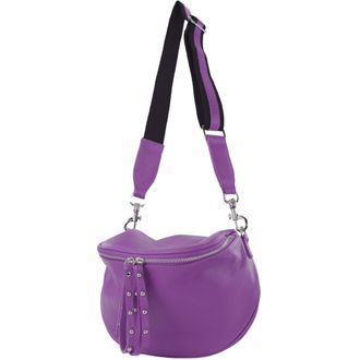 modamoda.de T236 - Umhängetasche Klein Small aus ital. Leder, Farbe:Purple
