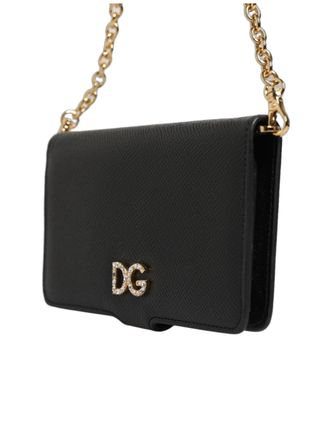 Dolce & Gabbana Womens Calf Leather Flip Card Case Black Cases