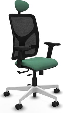 Piqueras y Crespo Moderner B&uuml;rostuhl mit 2D-Armlehnen, h&ouml;henverstellbarer Lendenwirbelst&uuml;tze und festem Kopfteil, ausgestattet mit Syncro/Traslack und Schneideschaum, S