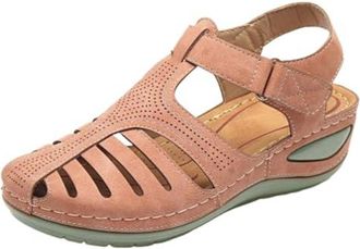 Generico Sandales de trekking orthopédiques pour femme - Chaussures de sport confortables à bout fermé - Sandales romaines antidérapantes pour la plage, la fêt
