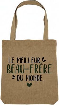 Fabulous Sac Shopping Tote Bag Aspect Lin - Le Meilleur Beau-Fr&egrave;re du Monde Famille Id&eacute;e Cadeau - Sac de Courses Toile Epaisse 360g Beige Naturel Cabas Port&eacute; E