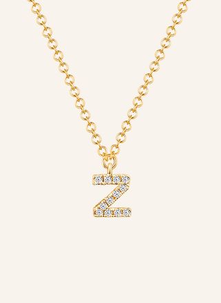 Leaf Initialien Halskette Z Aus 14 Karat Gelbgold Mit Diamanten gold