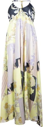 Forte_Forte robe mi-longue à design patchwork - Jaune