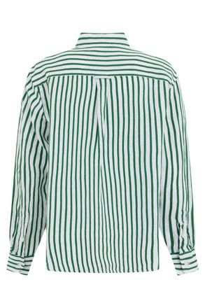 Polo Ralph Lauren Womens Long-Sleeved Striped Shirt Green Linen