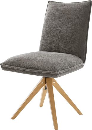 DELIFE Esszimmerstuhl Lelio-Flex Holzgestell kantig Natur Boucl&eacute; Soft Schlamm 180&deg; drehbar Taschenfederkern