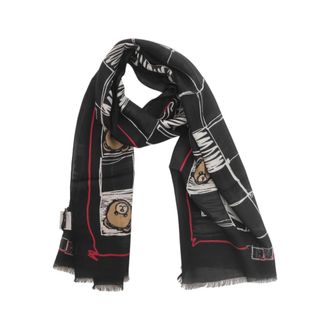 Moschino Femme, Accessoires, Noir, Taille: ONE Size Lightweight Wool Scarf