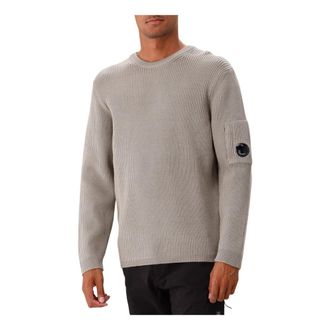 C.P. Company Vintage Khaki Gerippter Rundhalsausschnitt Pullover - - Knitwear - Herren - Gr&uuml;n - S
