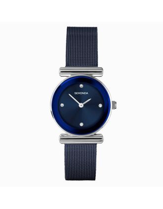 Sekonda Ava - Montre pour femme à cadran bleu 28 mm et bracelet maille en acier inoxydable