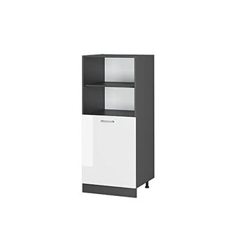Vicco Meuble pour Four R-Line, Blanc Haute Brillance/Anthracite, 60 cm
