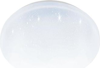 Eglo LED Deckenlampe Pogliola-E, flache Deckenleuchte mit Kristall-Effekt, Lampe Decke Flur, Leuchte Schlafzimmer aus Metall und Kunststoff in Wei&szlig;, neutra