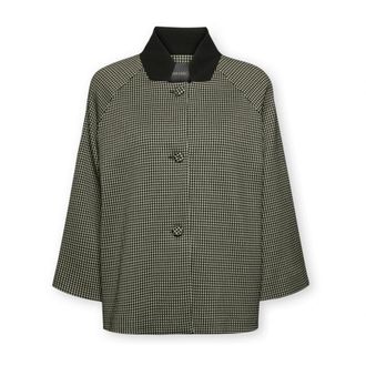 Elena Miro Gemustertes Jackett mit Kontrastbesatz - - Jackets - Damen - Schwarzk - M