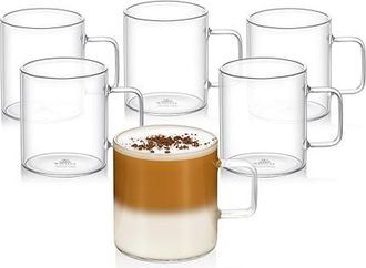 Wilmax England Wilmax Verres &agrave; th&eacute; et &agrave; caf&eacute; avec anse - Lot de 6-300 ml - Verres pour boissons chaudes et froides - Gobelets &agrave; vin chaud - Verres &agrave; jus de fruits, &agrave;