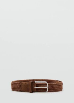 Mango Ceinture tress&eacute;e &eacute;lastique marron moyen - Homme - 100 - MANGO MAN