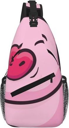 Generic Sacoche Tactique Imprim&eacute; cochon Roses souriant L&eacute;ger Sac De Poitrine Durable Sac &agrave; Dos De Voyage pour Camping Homme &eacute;cole