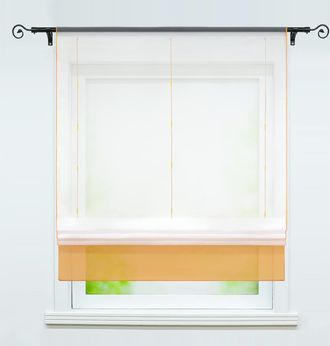 Joyswahl Raffrollo Voile Bändchenrollo mit Tunnelzug Anna Farb Gardinen BxH 140x155cm Orange 1er Pack