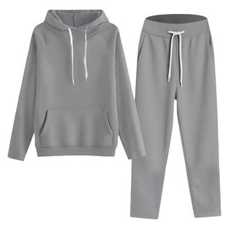 Generic Ensemble de surv&ecirc;tement pour femme - Couleur unie - Sweat &agrave; capuche - Deux surv&ecirc;tements pour femme - Ensemble de surv&ecirc;tement grande taille - Ensemble 