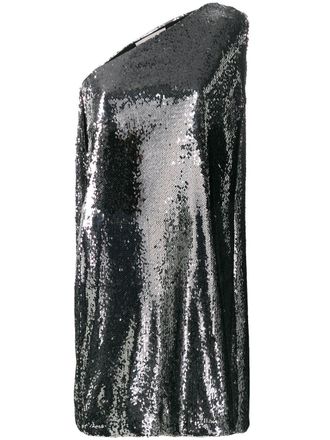 Stella McCartney robe brodée de sequins à une épaule - Argent