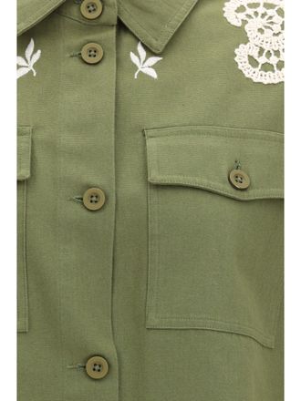 Max Mara Womens Jacket Como Khaki Green Cotton