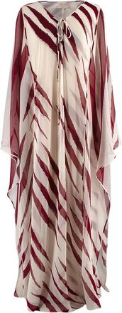 Tory Burch Lucea Animal Stripe Printed Chiffon Kaftan Size L