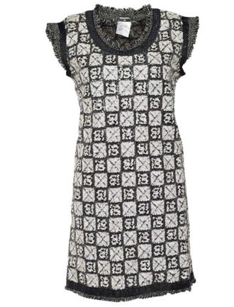 Chanel Black and White Sequin Embellished Dress Size L