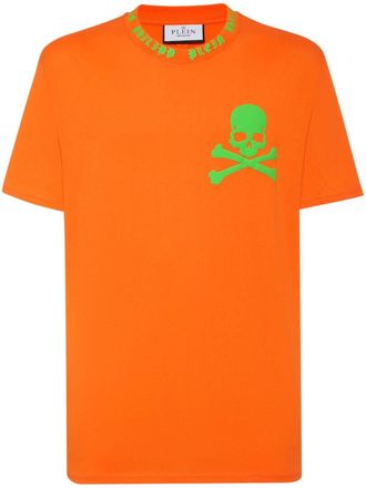 Philipp Plein t-shirt en coton &agrave; imprim&eacute; t&ecirc;te de mort - Orange