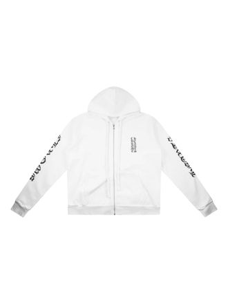 Chrome Hearts hoodie zipp&eacute; &agrave; logo vertical - Blanc
