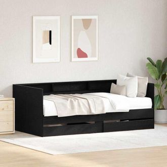 vidaXL Cadre de lit de jour avec tiroirs Ch&ecirc;ne noir 90 x 200 cm Vidaxl