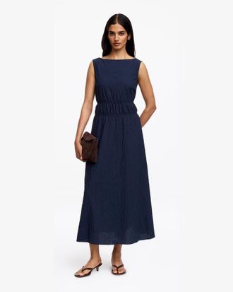 Arket Kleid Aus Seersucker -Blau