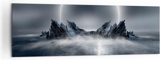 Arttor Panorama Bilder auf Leinwand 160x50cm Leinwandbild Futurismus Sturm Mond Groß XXL Wanddeko Bild Schlafzimmer Küche Wandbilder Dekoration Wohnzimmer Wa