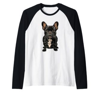 Whyitsme Design Schwarze franz&ouml;sische Bulldogge Illustration Raglan