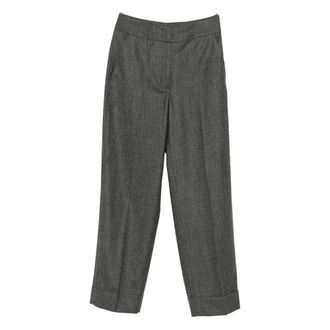 PESERICO Graue Wollmischung Hose mit Umschlagbund - - Trousers - Damen - Grau - S