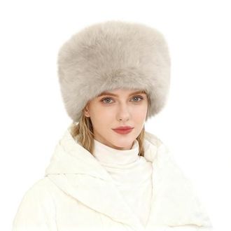 Lina & Lily Chapeau Femme Hiver en Fausse Fourrure, Bonnet Toque de Style Russe (Sable)