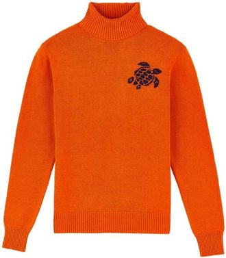 Vilebrequin Homme, Pulls, Orange, Taille: XL Cotton Cashmere Turtleneck Turtle