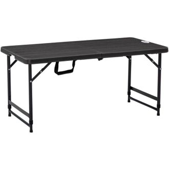 OUTSUNNY Table de jardin pliable 4 personnes table de camping pliable hauteur r&eacute;glable acier &eacute;poxy plateau HDPE aspect bois gris